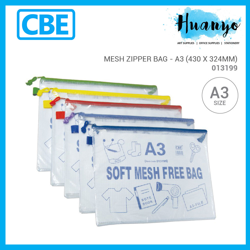 CBE Plastic Soft Mesh Zipper File Bag A3 Per PCS | Random Colours ... CBE Plastic Soft Mesh Zipper File Bag A3 Per PCS | Random Colours ...