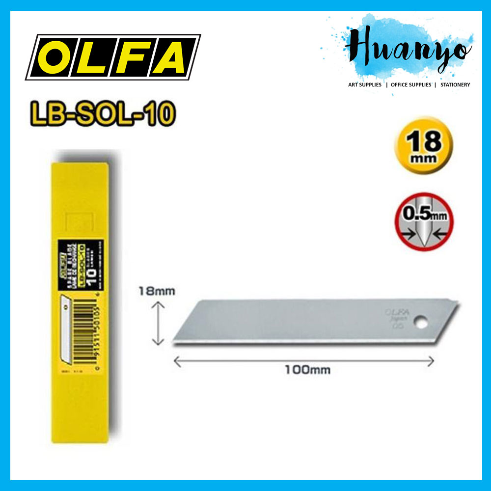 OLFA (L-SOL-10B) 18mm Heavy Duty Utility Cutter Blades, 10 Blades/Pack