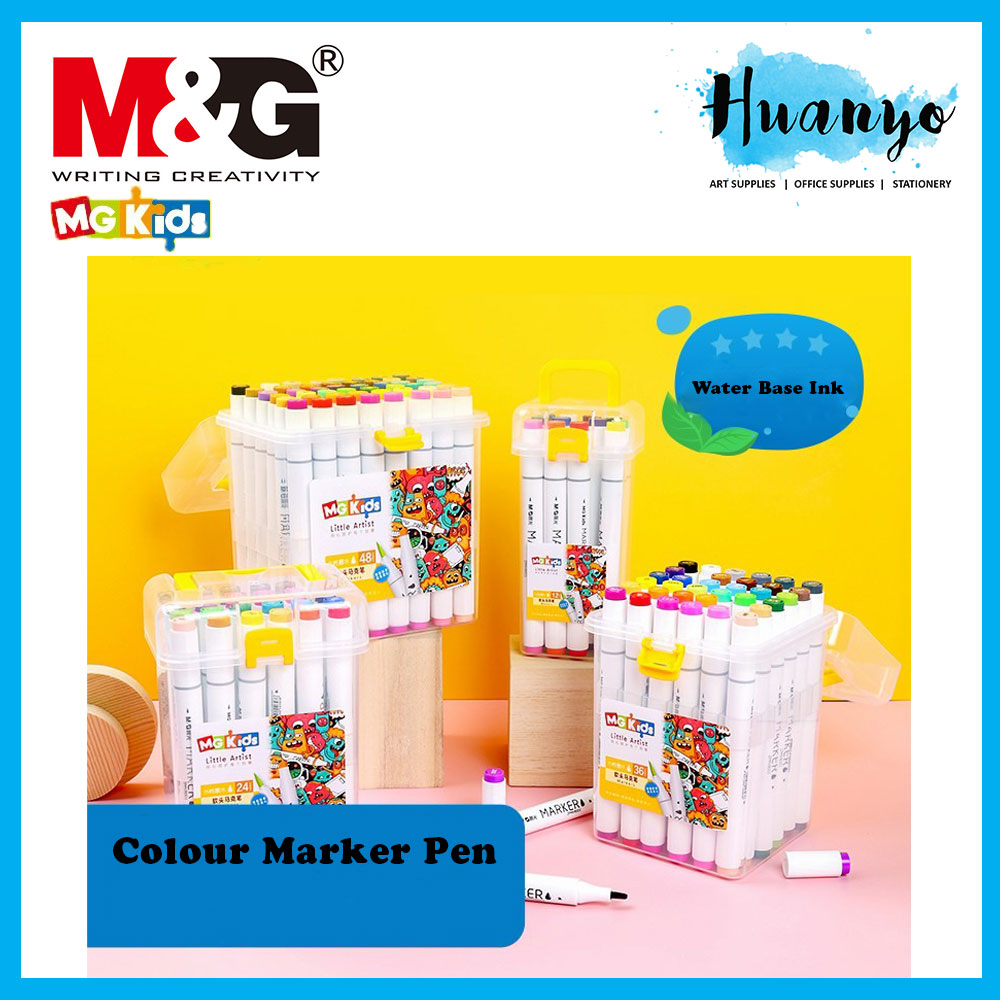 M&G Dual Twin Tip Art Colour Marker Set 12/24/36/60/80 For Drawing ...