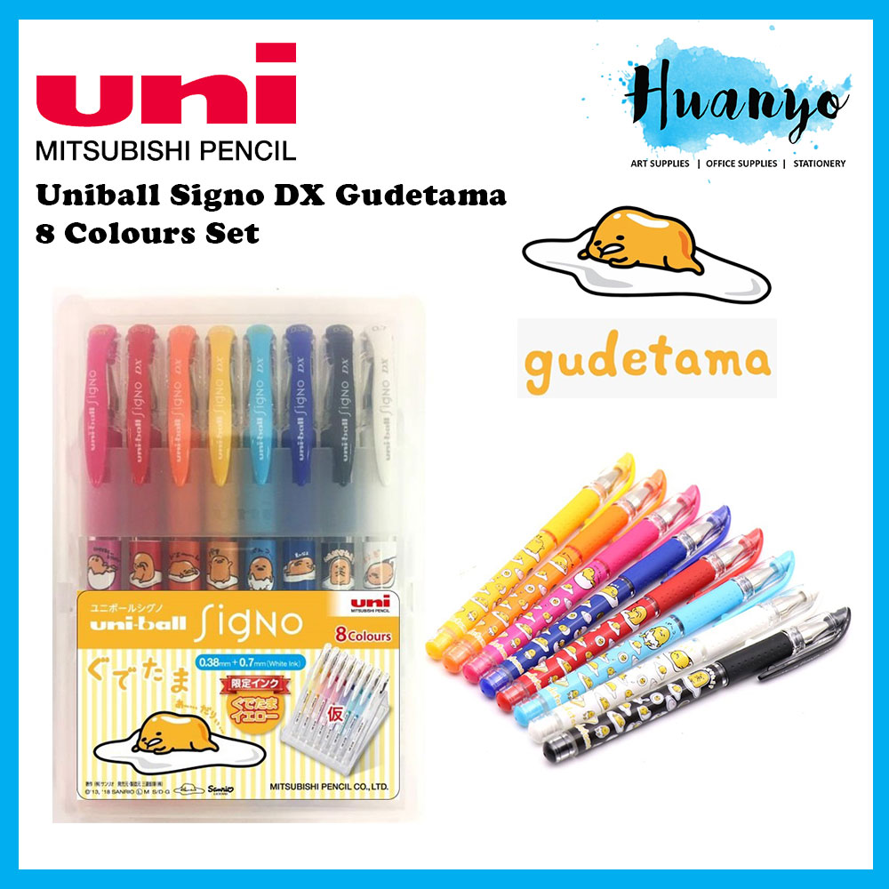 Uni Uniball Signo DX Gel Pen 8 Colours Wallet Set 0.38mm (Gudetama ...