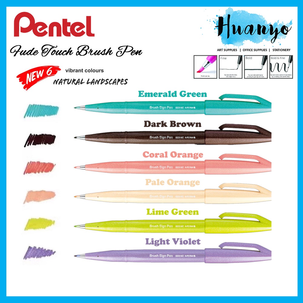Pentel Fude Colour Brush Sign Pen SES15C | Natural Landscape ...