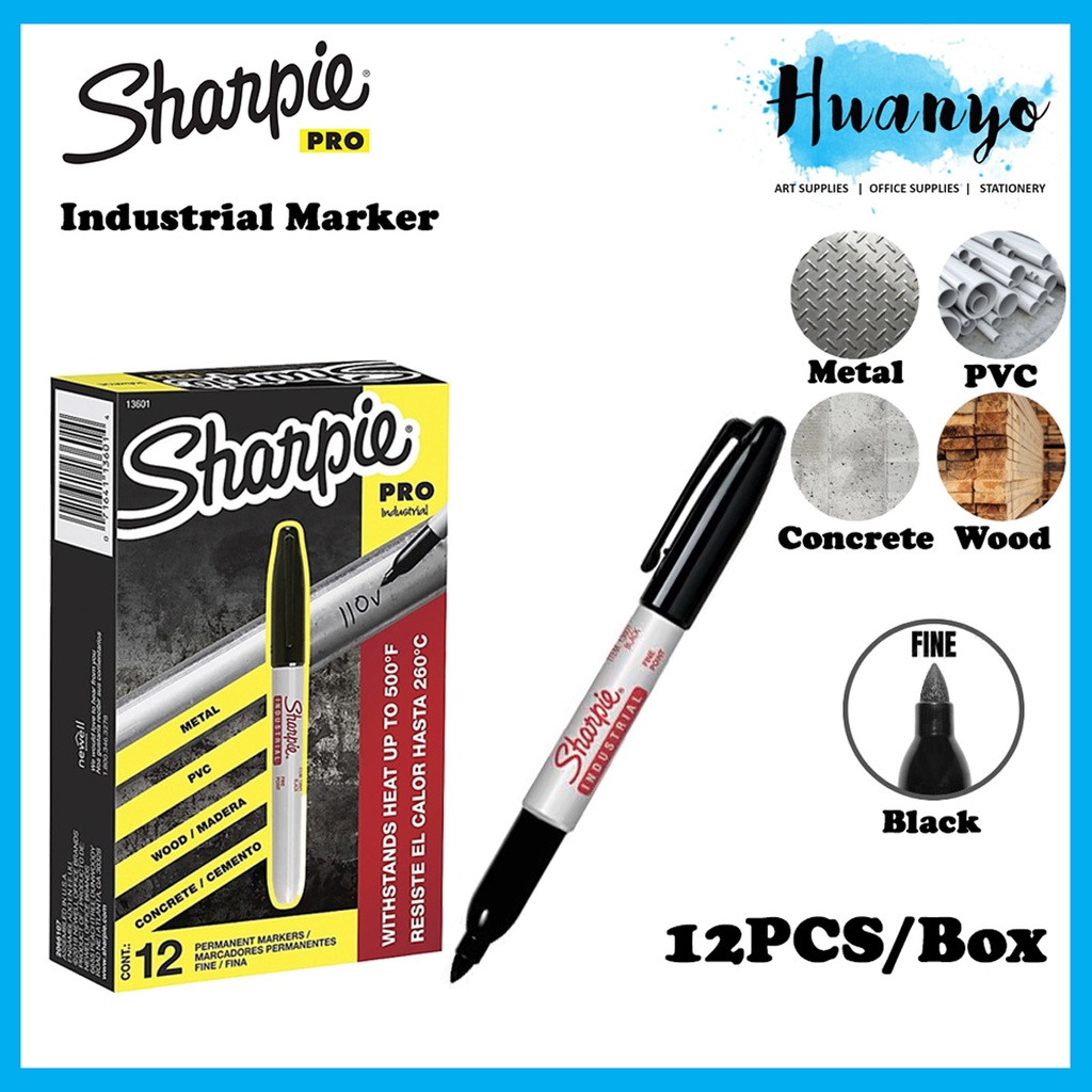 Sharpie Pro Industrial Permanent Marker Pen Fine Tip Black For High ...