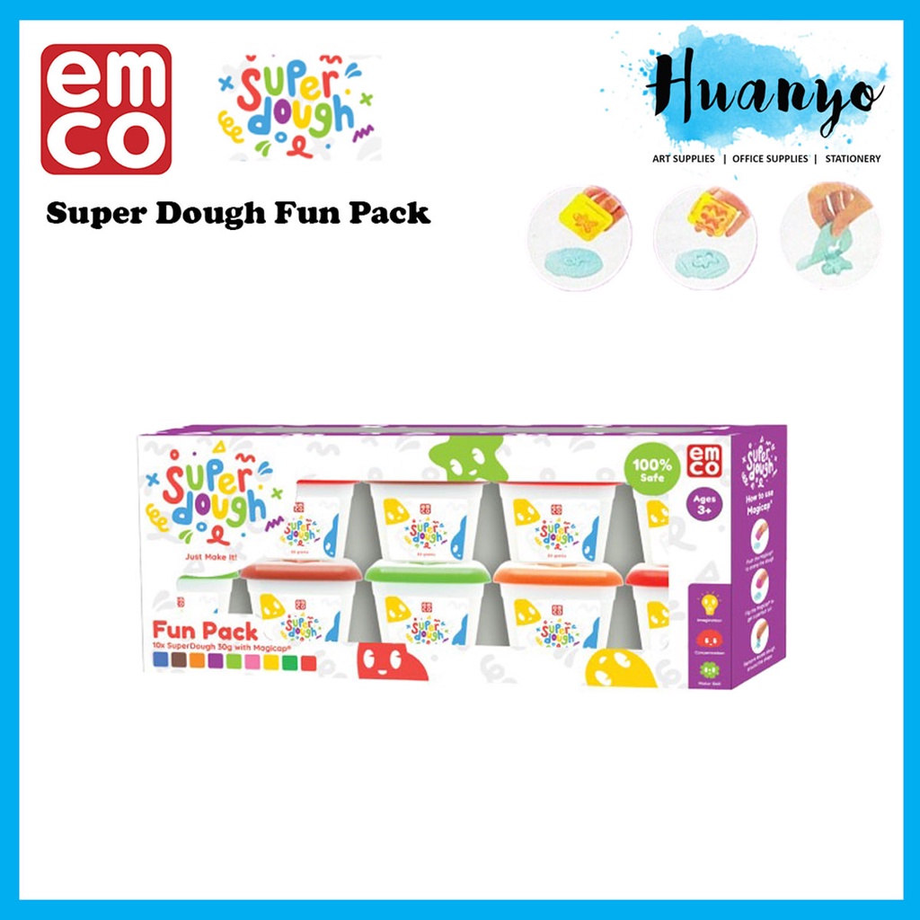 EMCO Non-Toxic Super Dough Fun Pack 10 Colour 30G With Magicap