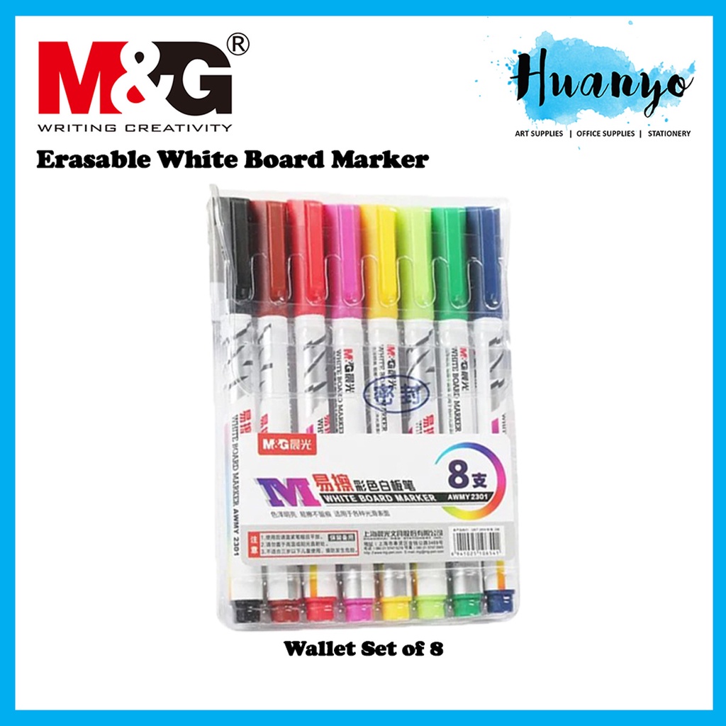 M&G Whiteboard Colour Marker Bullet Point Wallet Color Set of 8 (AWMY2301)