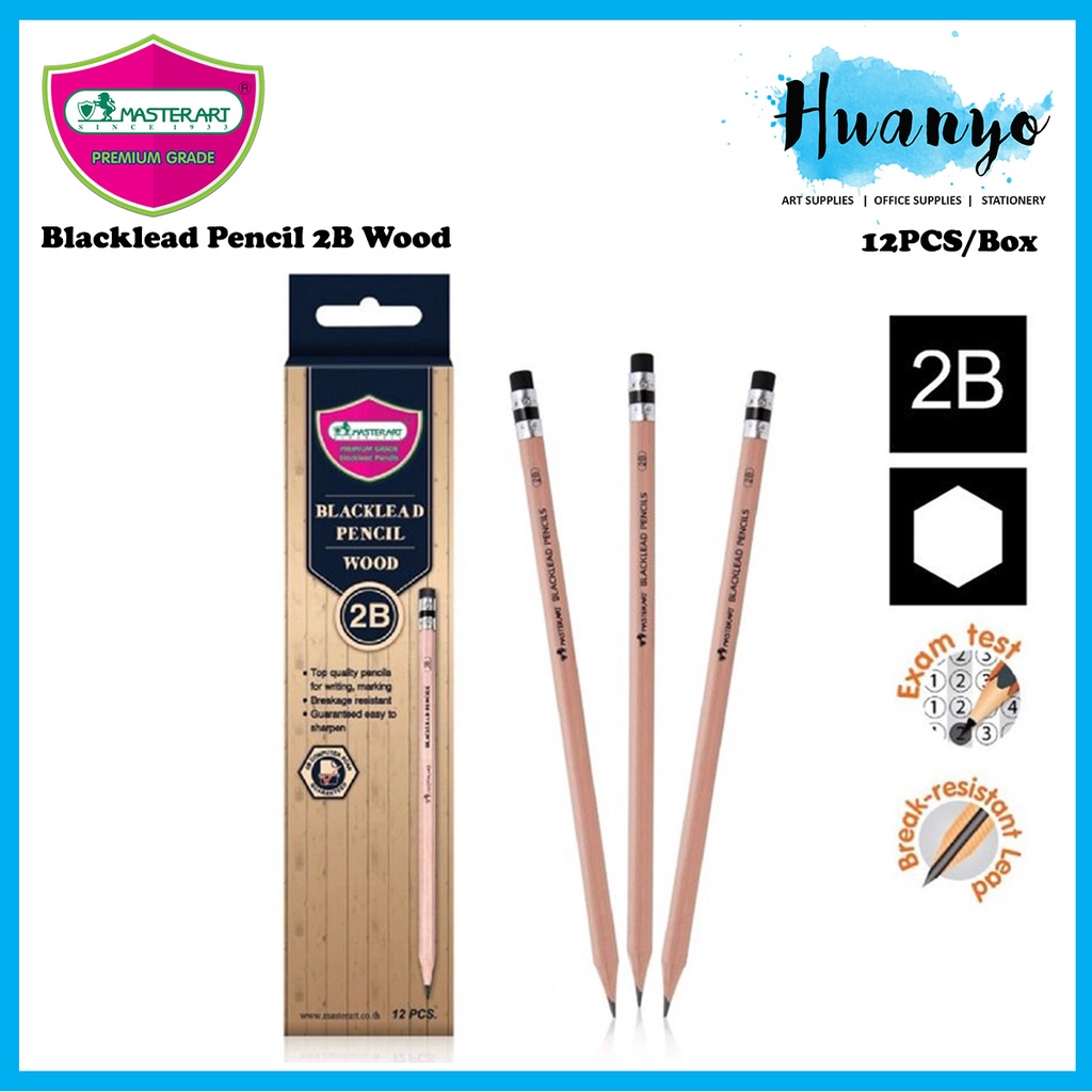 Master Art 2B Writing Pencil Exam Grade Blacklead Wood (12 Pcs/Box)