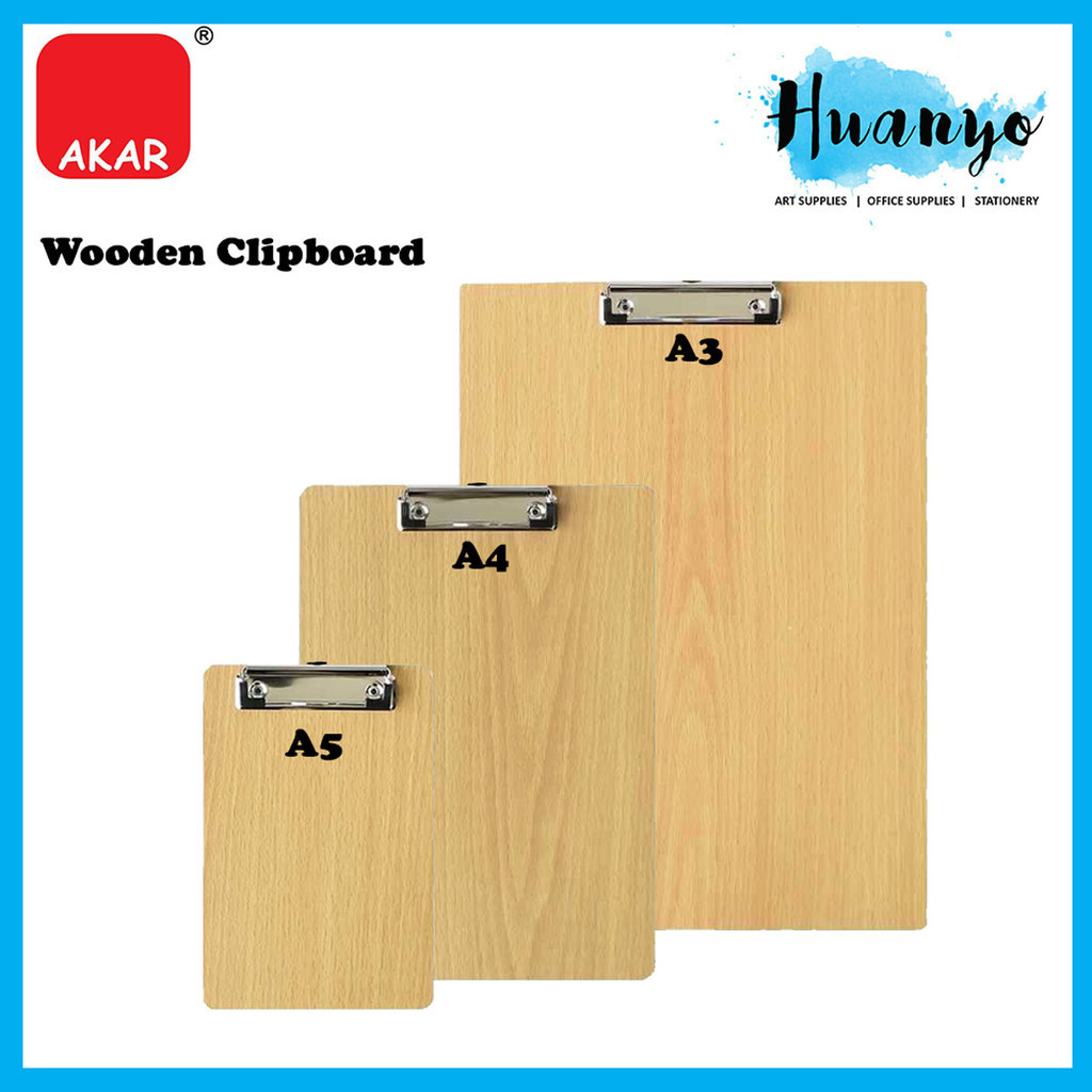 AKAR Artist Clipboard Natural Wooden Wire Clip Board A3/A4/A5 No. VC3340 / 4340 / 5340