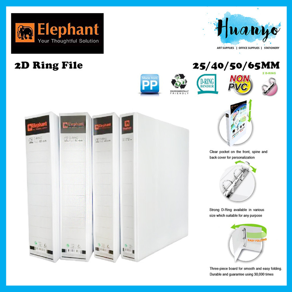 Elephant 2D PP Eco-Smart White Ring File A4 / Fail Putih (25/40/50/65MM ...