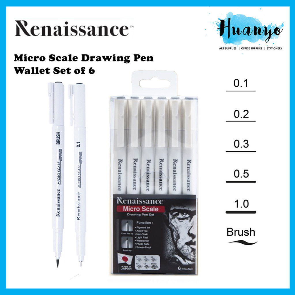 Renaissance Micro Scale Technical Drawing Sketch Pen Black Wallet Set ...