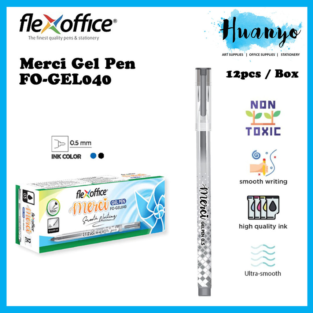 FlexOffice Merci Gel Pen 0.5MM Large Ink Tank Quick Drying Ultra Smooth ...