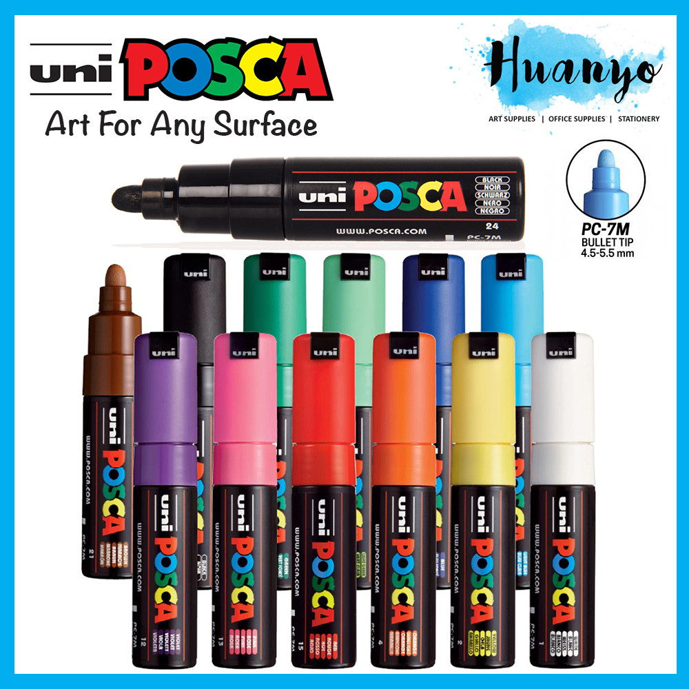 Uni Posca Water-Based Colour Paint Marker PC7M Bullet Broad Tip (4.5-5.5MM)