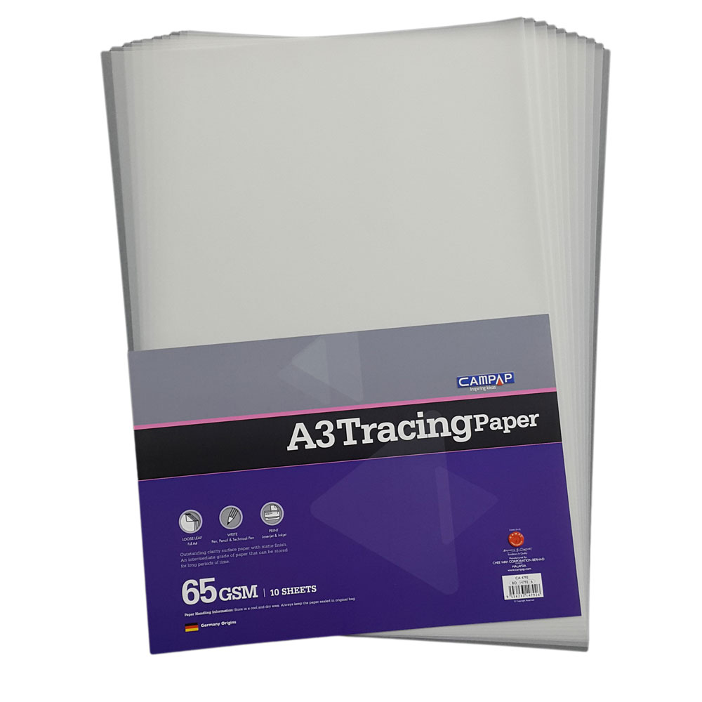 CAMPAP A3 Tracing Paper 65gsm 10 Sheet Pack