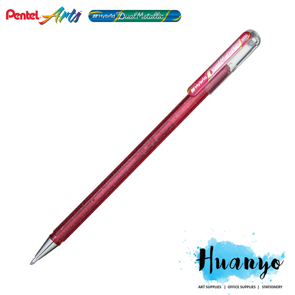 Pentel Hybrid Dual Metallic Gel Pen Pink And Metallic Pink 